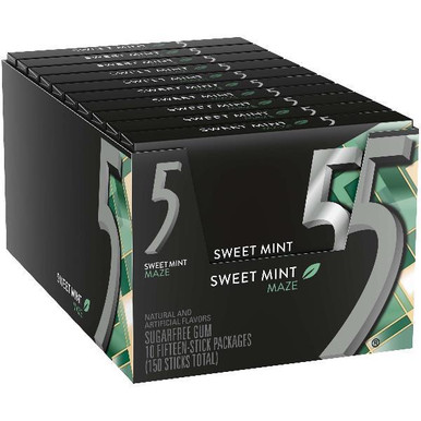 5 Gum Sweet Mint Maze Sugar-Free, 15 Sticks (10 Pack)