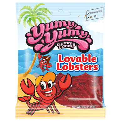 Yumy Yumy Lovable Lobsters Gummy Candy (12 Pack of 4 oz. Bags)