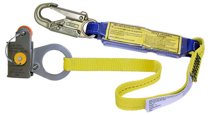 MIO 1/2" Anti Panic Rope Grab W/3' Shock Absorbing Lanyard & Hook ...