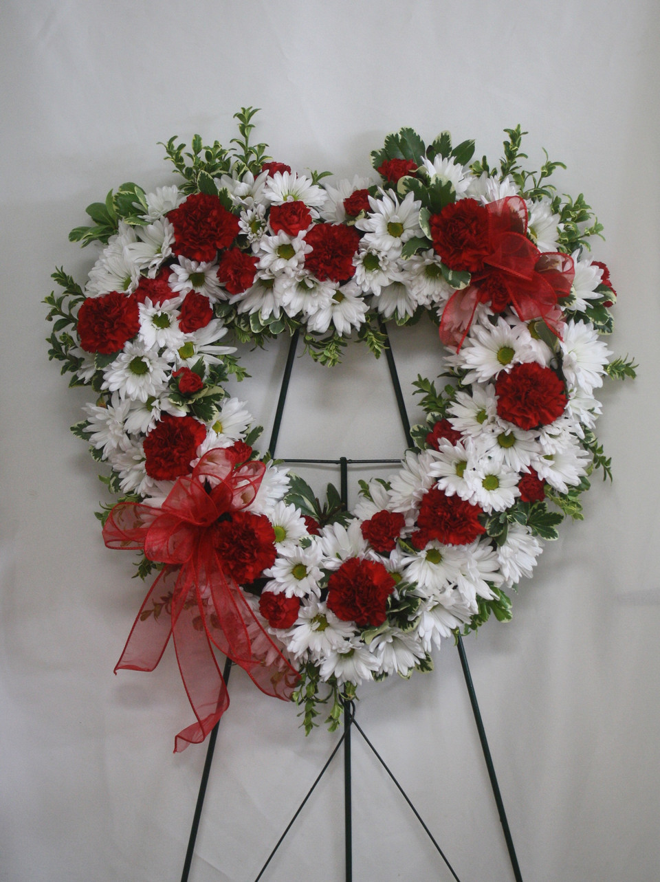 Garden of Roses Pink Shaped Open Heart of Funeral Flowers