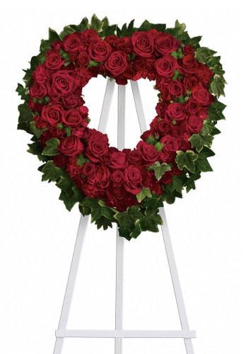 Red Rose Open Heart Funeral Spray | Free Houston Delivery
