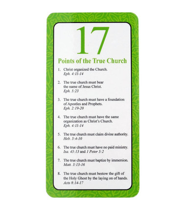 17 Points of the True Church (10 Pack of Bookmarks) - Cardston Book Shop