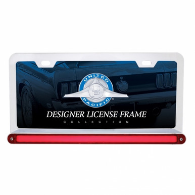 Chrome License Frame With 24 LED 12" GloLight Bar - Red LED/Clear Lens ...