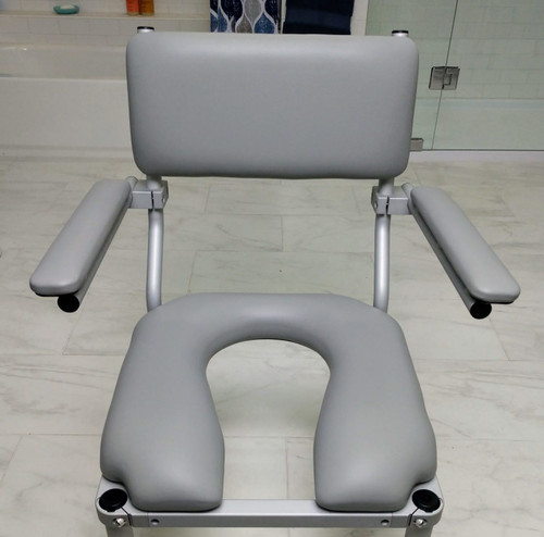 Portable Roll-in Shower/Commode Chair W/ 20" Front Wheels
