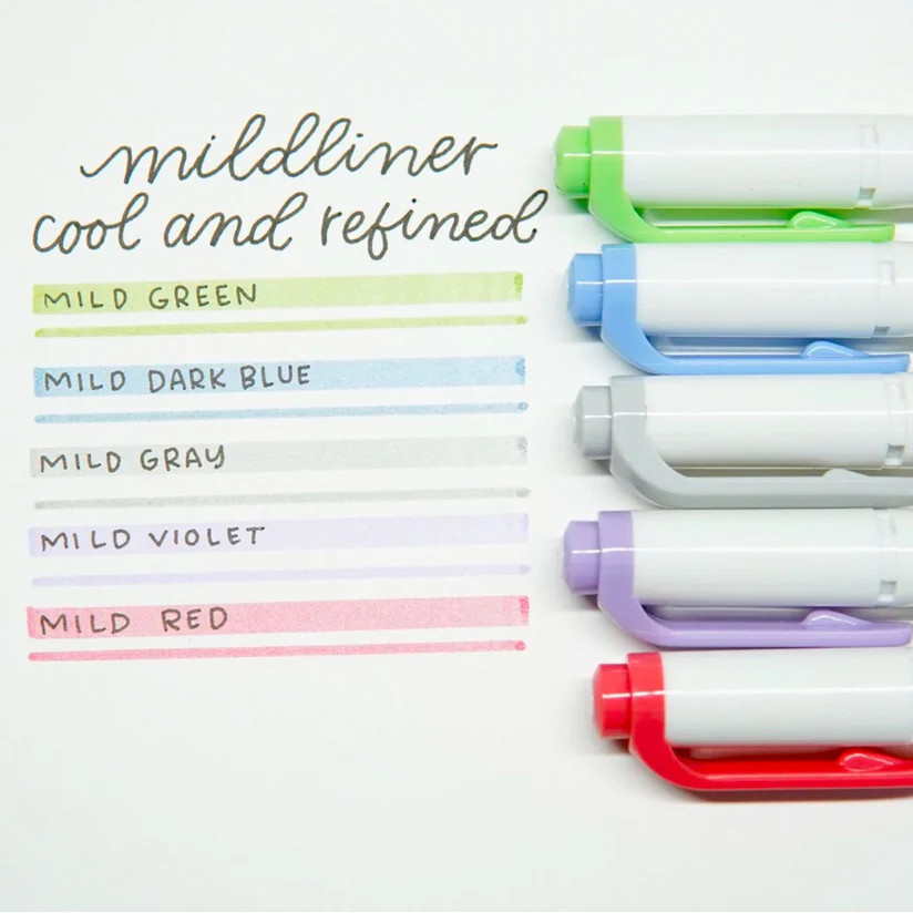 Zebra Mildliner Double-Sided Highlighter - Cool & Refined Set (5 Colours)