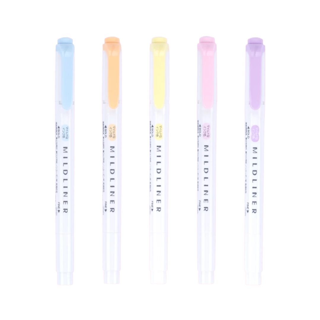 Zebra Mildliner Double-Sided Highlighter - Gentle Set (5 Colours)