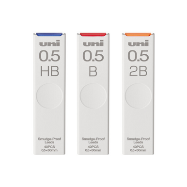 Uni Smudge-Proof Leads 0.5mm - Refills for Mechanical Pencil (HB/B/2B)