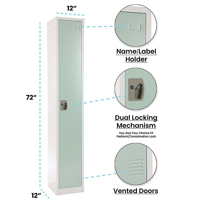 Alpine ADI629-201-MGRN Large Single Door Locker Misty Green