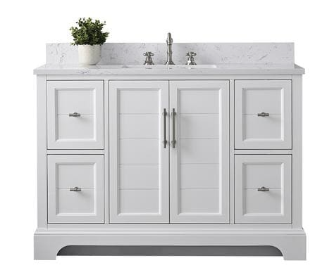 Vanity Art VA5054-W White 54 Inch Bathroom Vanity with two Bowl ...