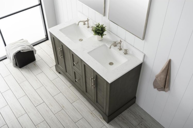 Vanity Art VA5054-W White 54 Inch Bathroom Vanity with two Bowl ...