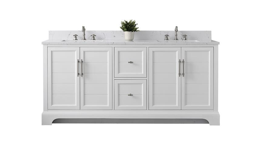 Vanity Art VA5054-W White 54 Inch Bathroom Vanity with two Bowl ...