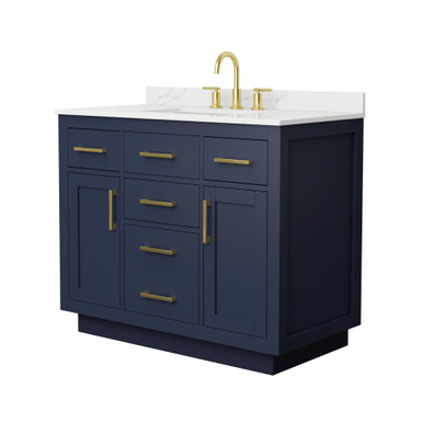 Wyndham Beckett 42 Inch Single Bathroom Vanity with Toe Kick in Dark ...