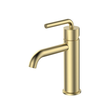 Fine Fixtures Round Bathroom Faucet, Singlehole, Satin Brass - FAM6SB