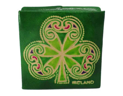 Square Leather Shamrock Coin Purse