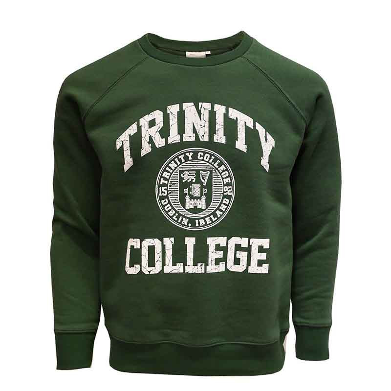 Trinity College Seal Sweatshirt Bottle Green and White