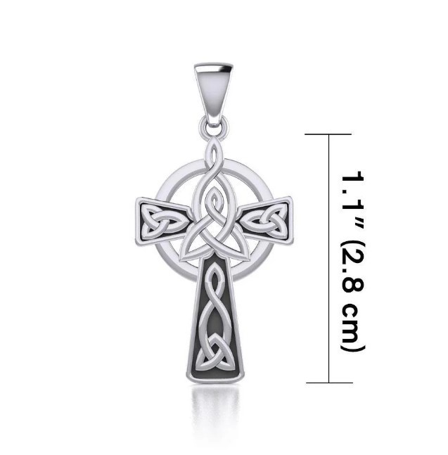 Celtic Trinity Knot Cross Pendant in Silver