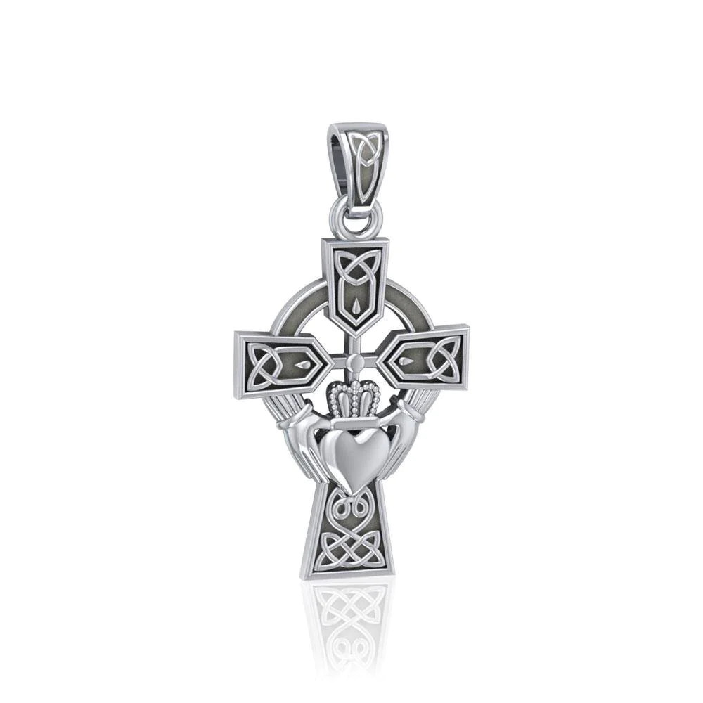 Sublime Silver Irish Claddagh Cross Pendant | Dublin Gift Company