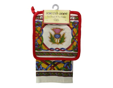 100% Cotton Scottish Weave Tea Towel & Pot Holder | Scottish Wholesale ...