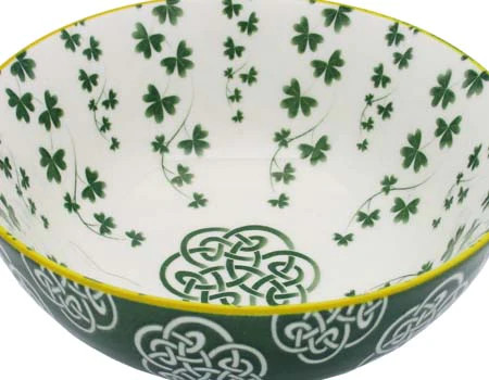 Trellis Shamrock Sprig Ceramic Bowl | Trade Irish Ceramic