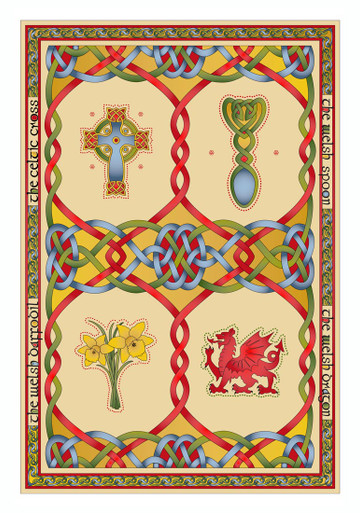 Welsh Emblems Single Tea Towel