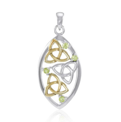 Gemstone Trinity Knot Pendant in Silver & Gold