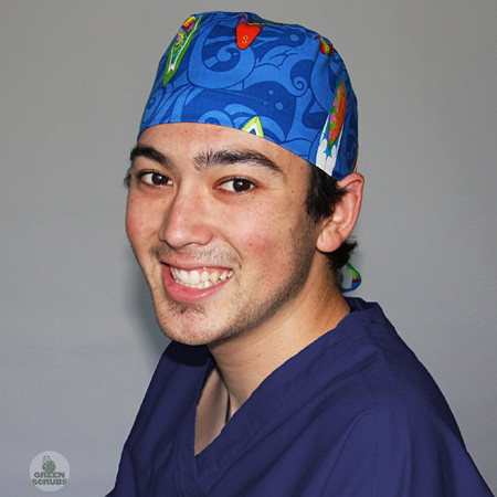 Hang 10 Surfer Navy Scrub Hats Surgical Caps by Green Scrubs at ...
