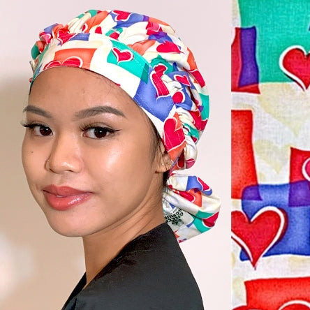 Heart 2 Heart Tie Bonnet Scrub Hats by Green Scrubs