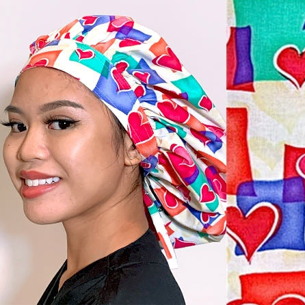 Heart 2 Heart Tie Bonnet Scrub Hats by Green Scrubs