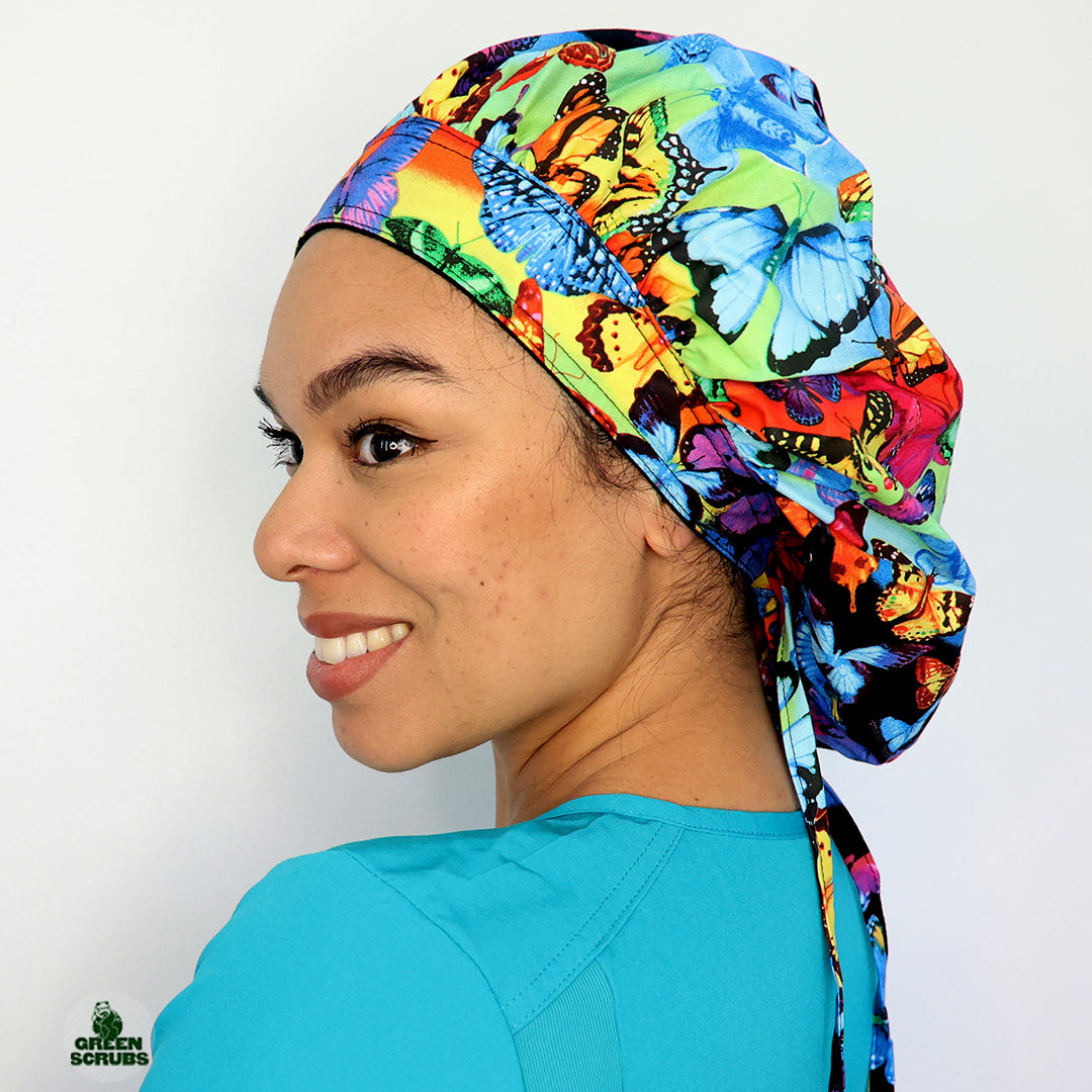 Musical Notes Tie Bouffant Scrub Hats by Green Scrubs