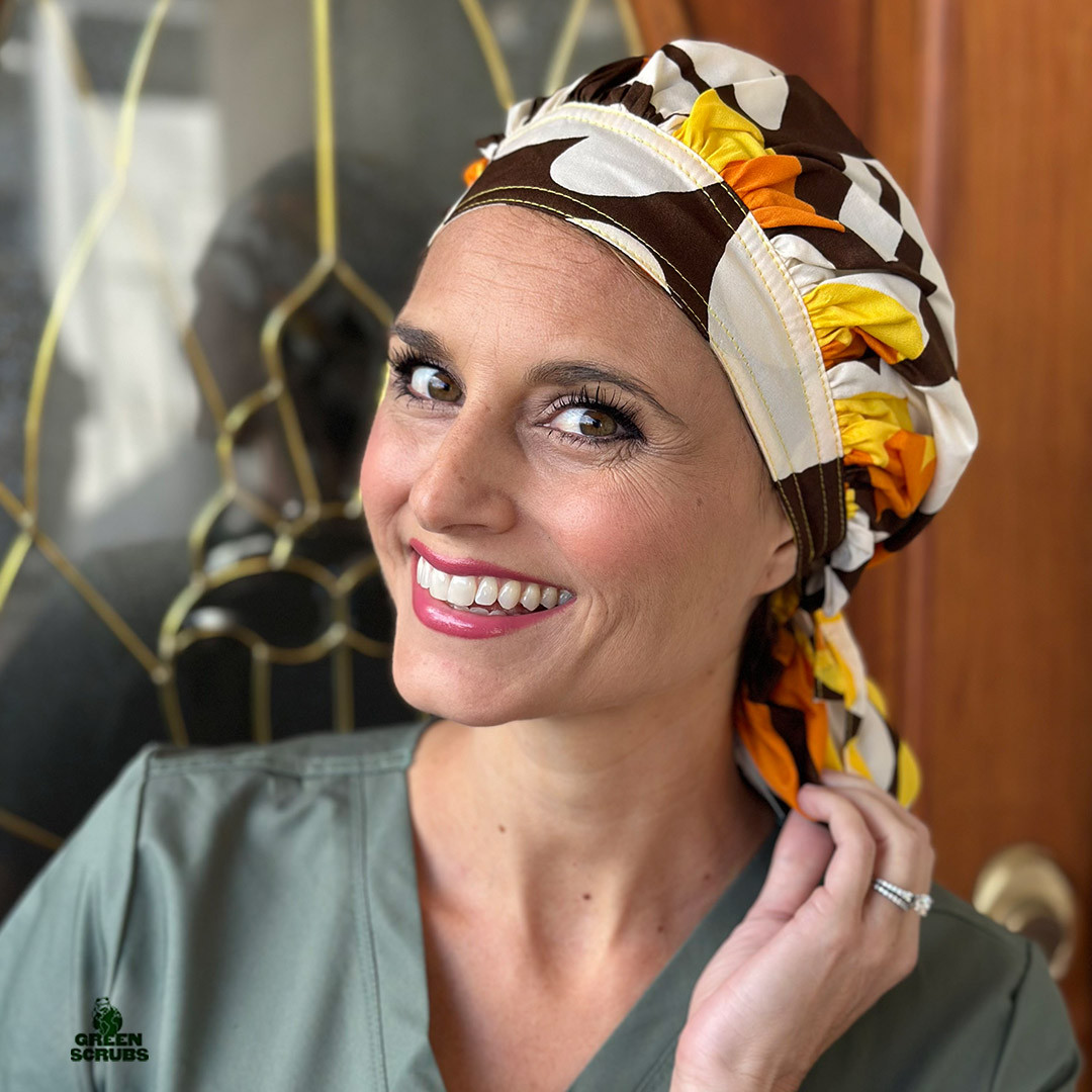 Heart 2 Heart Tie Bonnet Scrub Hats by Green Scrubs