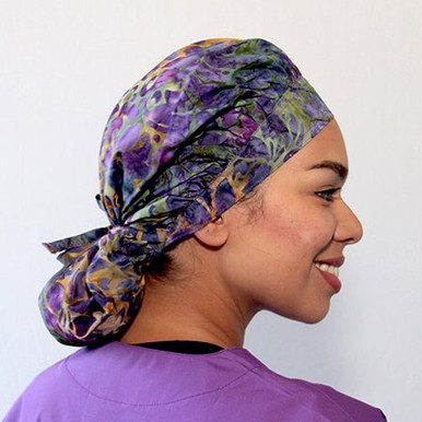 Batik 13 Tie Bonnet Scrub Hats by Green Scrubs