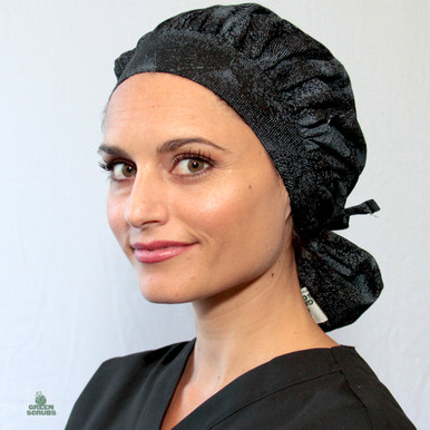 Finger Prints Tie Bonnet Scrub Hats by Green Scrubs