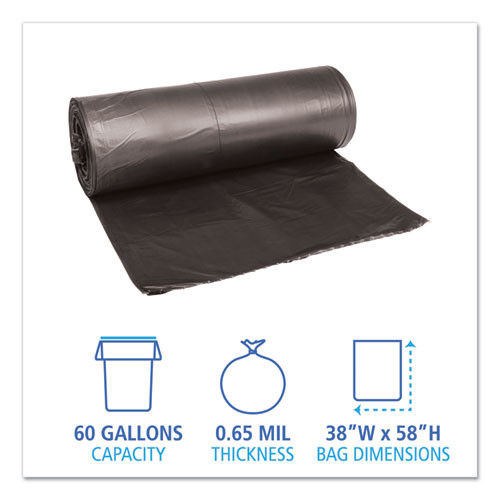 Commercial trash bags 60 gallon 38x58 .6 mil case of 100