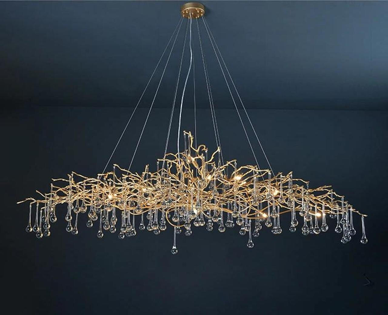 Madelena Crystal Droplet Gold Tree Branch Chandelier - A Chandelier ...