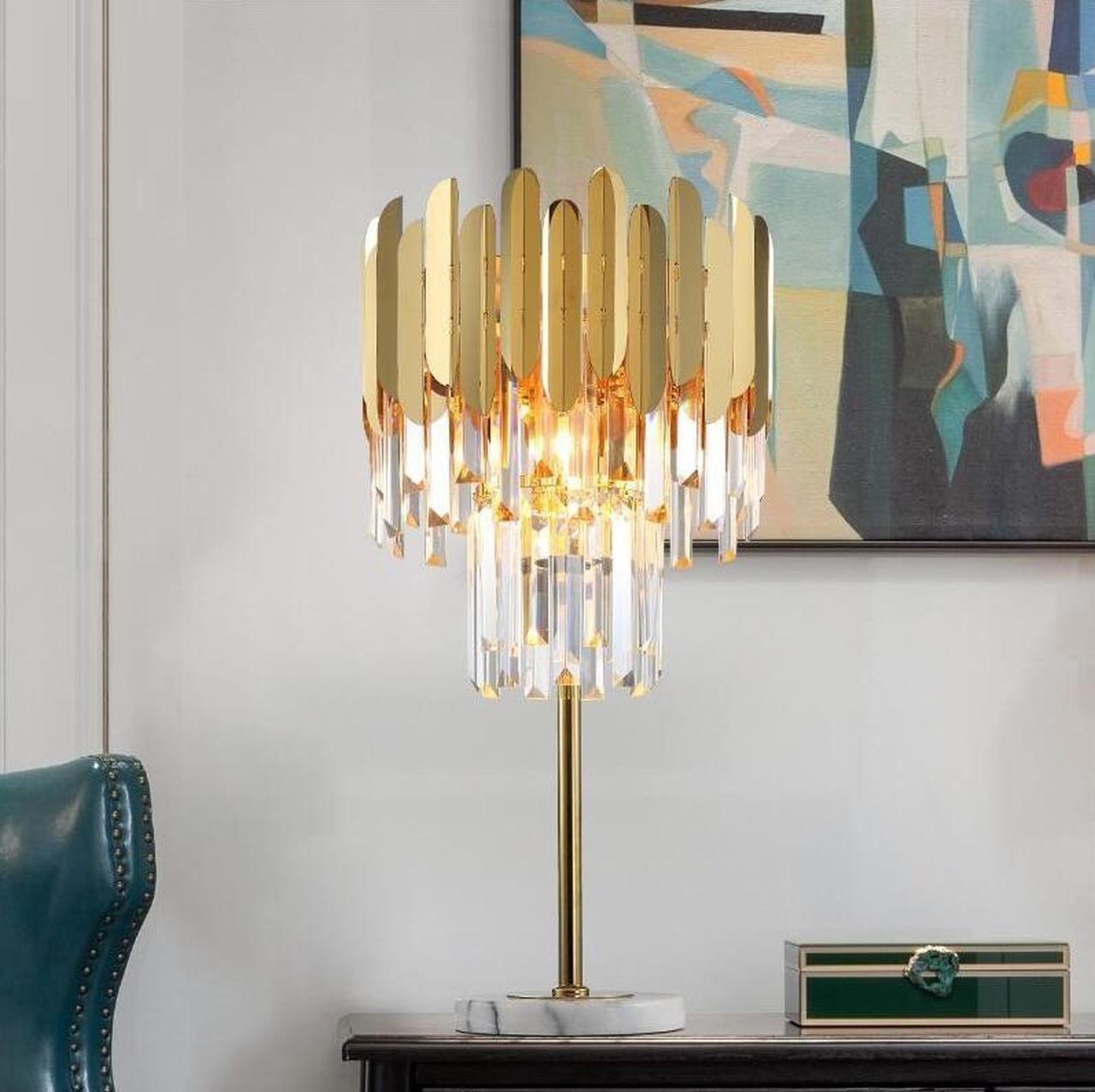 Lana Luxury Modern Gold and Crystal Table Lamp For Bedroom And Living ...