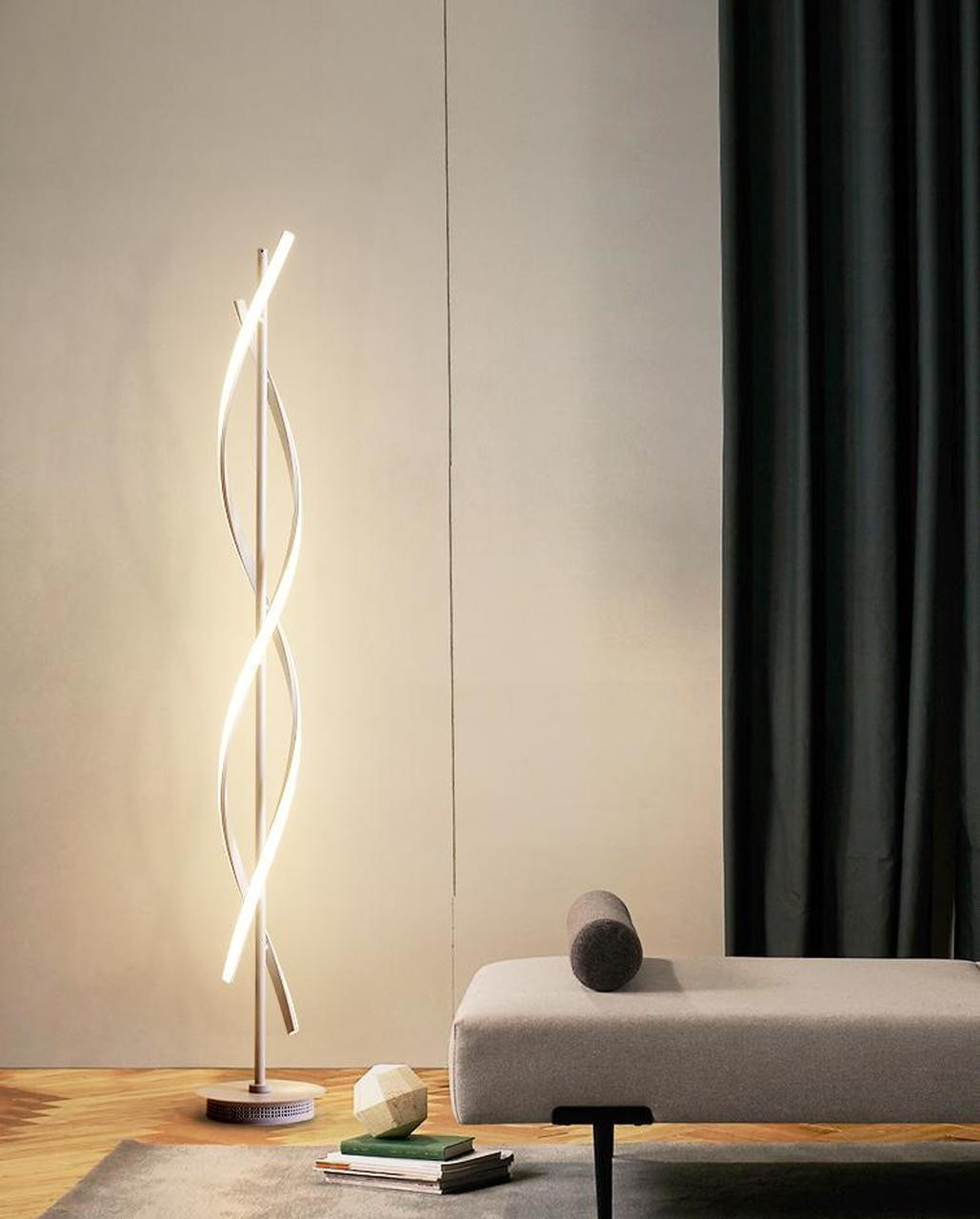 Olora Nordic Minimalist Floor Lamp - White Twisted LED Shape - Minimal ...