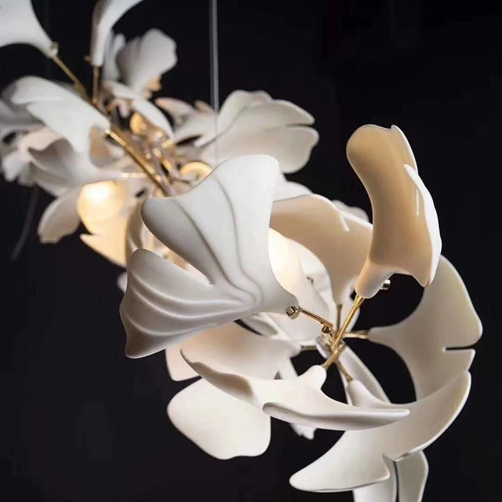 Elara White Porcelain Lamp: A Luxurious Leaf Shaped Designer White ...