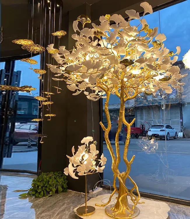 Sapphira: Opulent Gold Branch Tree Floor Lamp - Adorned with White ...