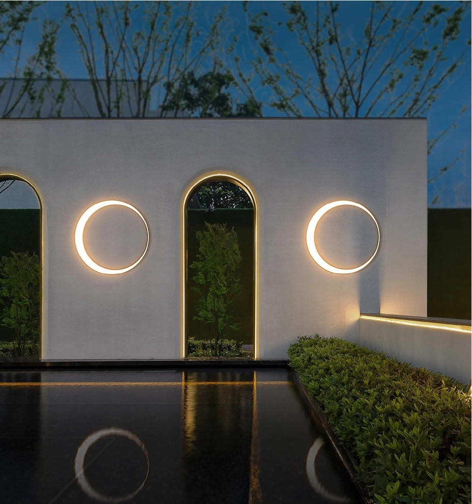 Polaris - Modern Round Wall Light Outdoor - Black Luxury Outdoor ...