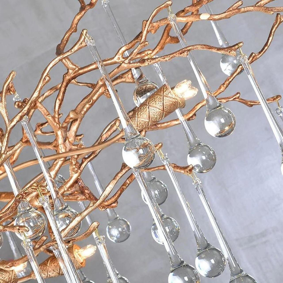 Madelena Crystal Droplet Gold Tree Branch Chandelier - A Chandelier ...