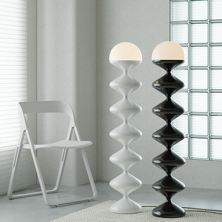 Palermo Ribbed Floor Lamp Black And White Statement Piece Floor Lamp Modern Standing Light jasboutique