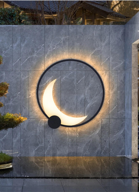 Ira: Round Half Moon Design Exterior Wall Light - Architectural Outdoor ...