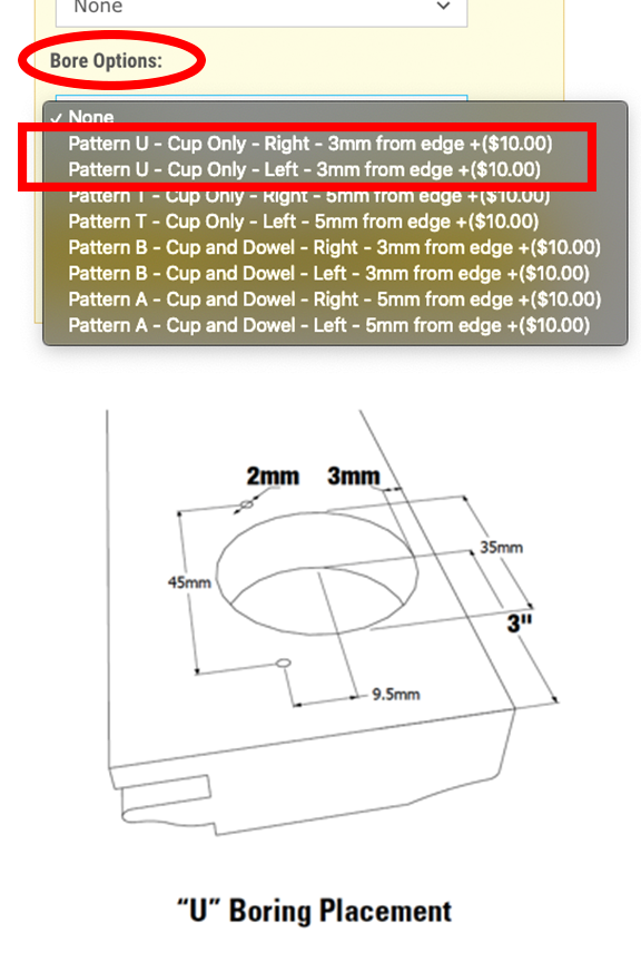 Bore Options | CabinetNow