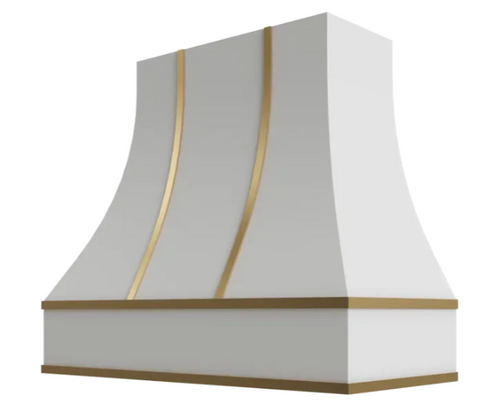 Painted Curved Hood with Brass Strapping - Cabinet Now