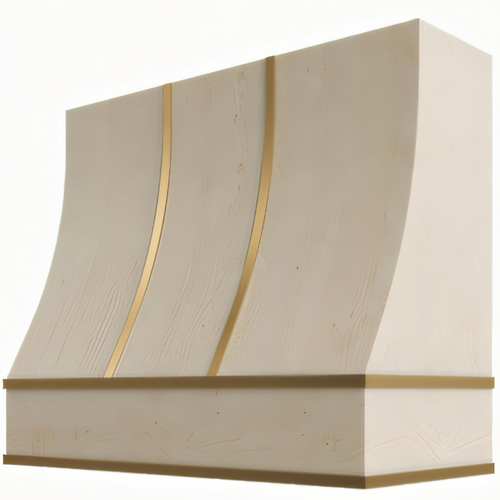 Wood Sloped Hood with Brass Strapping - Cabinet Now