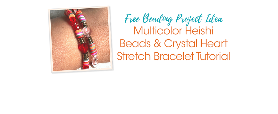 Multicolor Heishi Beads & Crystal Heart Stretch Bracelet Tutorial ...
