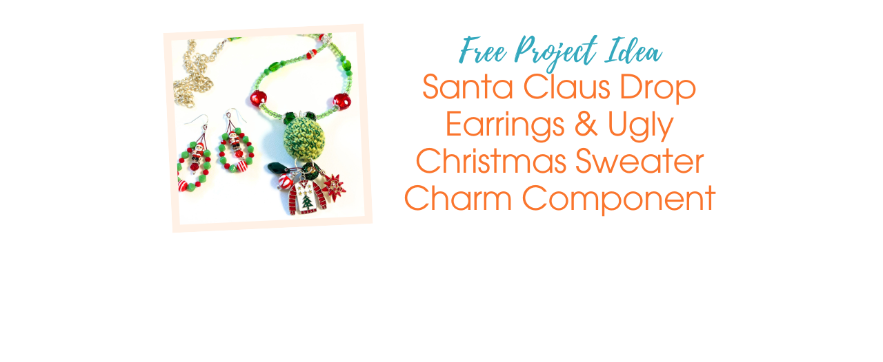 Santa Claus Drop Earrings & Ugly Christmas Sweater Charm Component ...