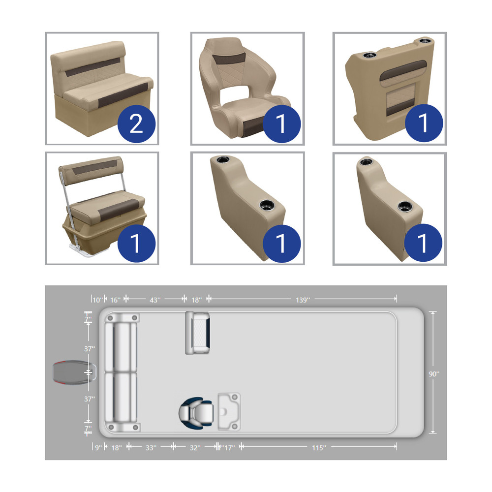 Wise DLX Rear Couch, Console & Swingback Pontoon Furniture Set ...