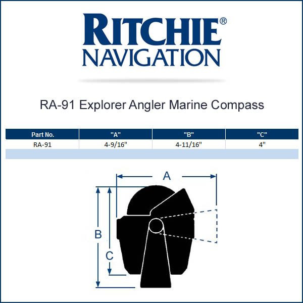 Ritchie RA-91 Explorer Angler Marine Compass, Bracket Mount