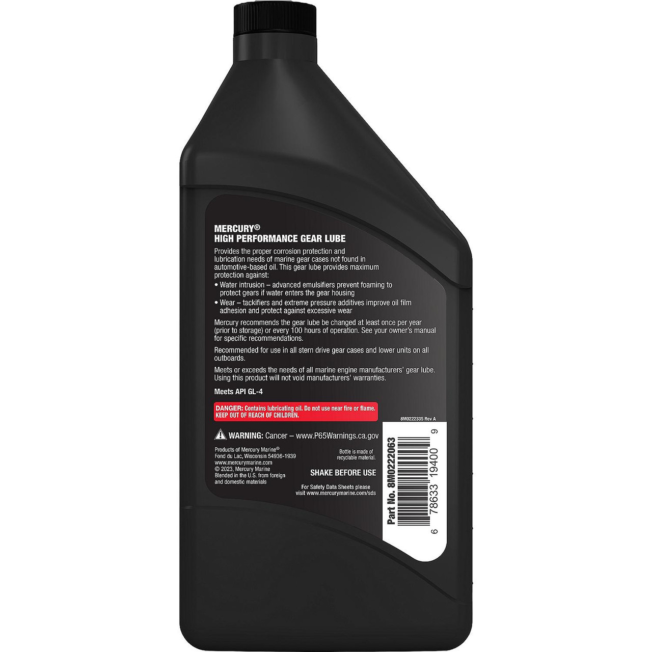 Mercury 858064K01 High Performance Gear Lube SAE90 Qt | Wholesale Marine
